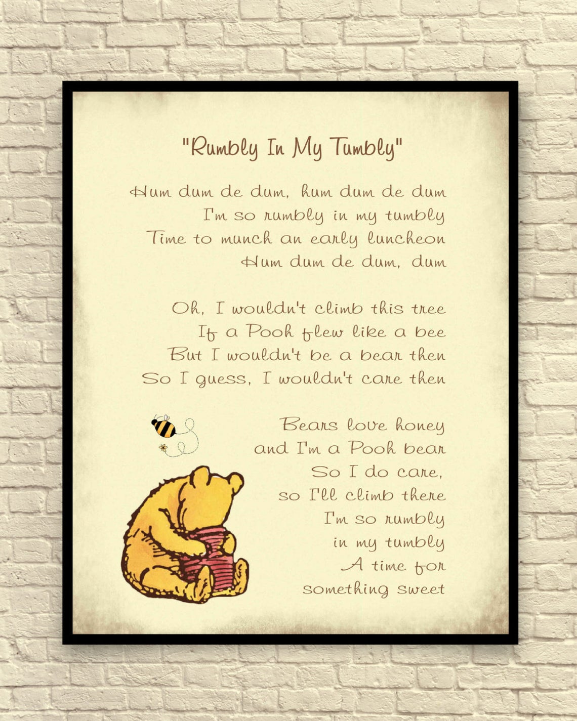 Classic Winnie the Pooh Pooh Song Lyrics Pooh Wall Art | Etsy