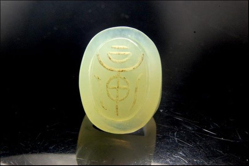 Vintage Chinese Symbol Carved Green Jade Hardstone Men Signet Ring - Etsy