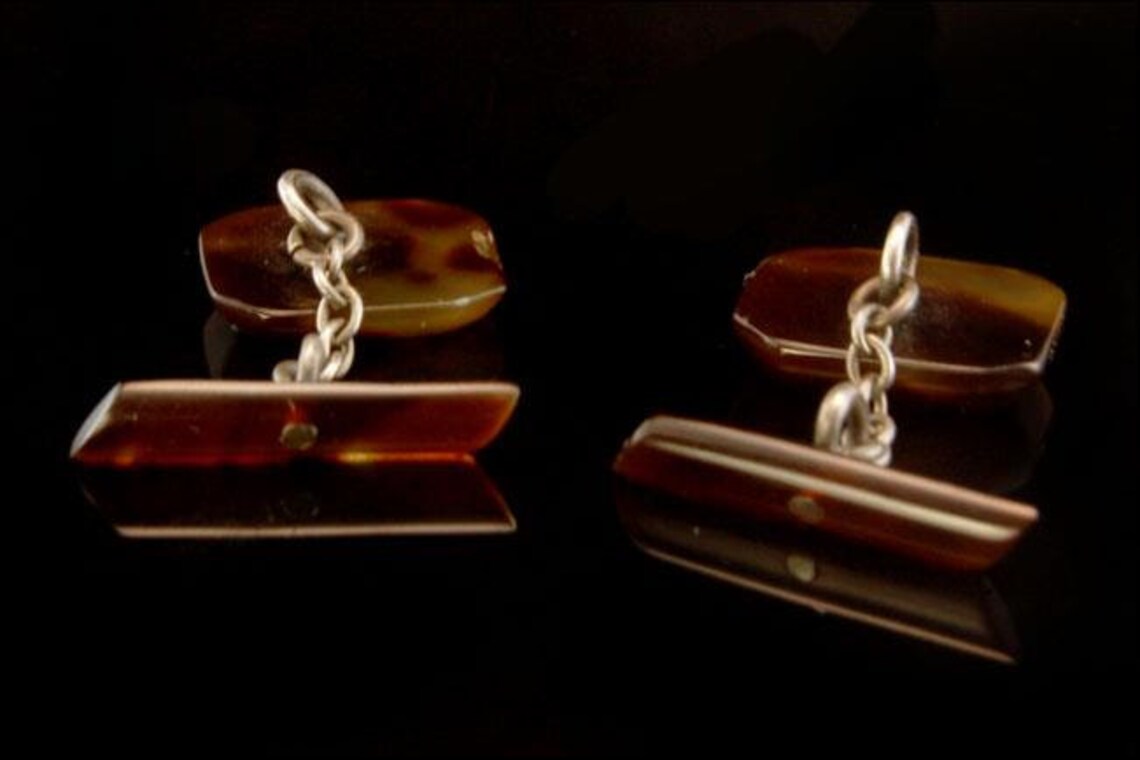 Vintage Art Deco Sterling Silver Face Faux Tortoise Lucite Cufflinks - Etsy