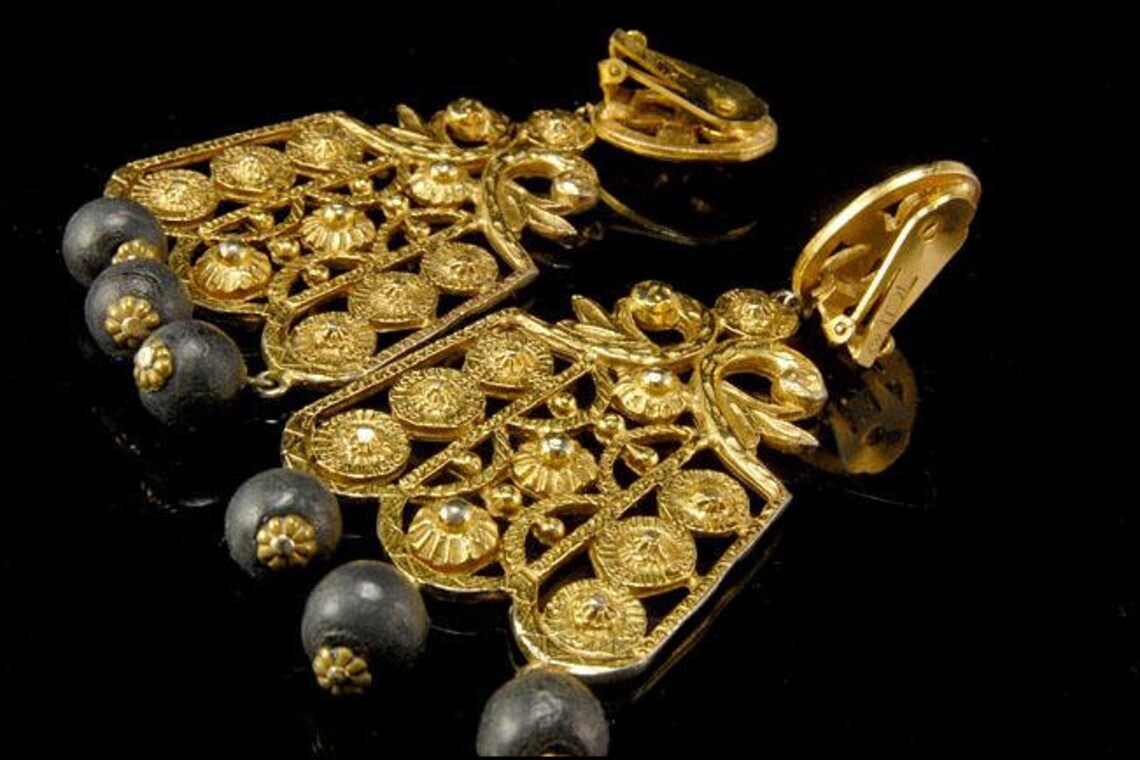 Vintage Asian Style Kjl Kenn Joy Lane Gold Wood Beads Dangle - Etsy