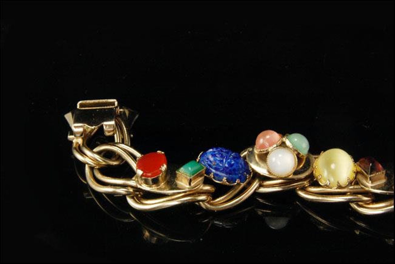 Vintage Kafin Ny Multistone Carnelian Amethyst Chrysoprase Metal ...