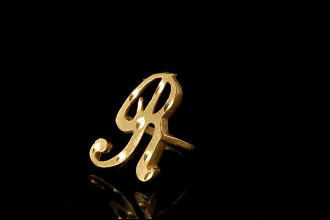 Vintage 14k Yellow Gold Letter R Ring - Etsy