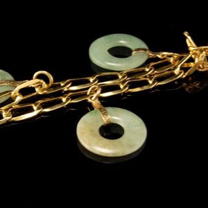 Vintage Chinese Green Disc Jadeite Italian 585 14k Gold Bracelet - Etsy