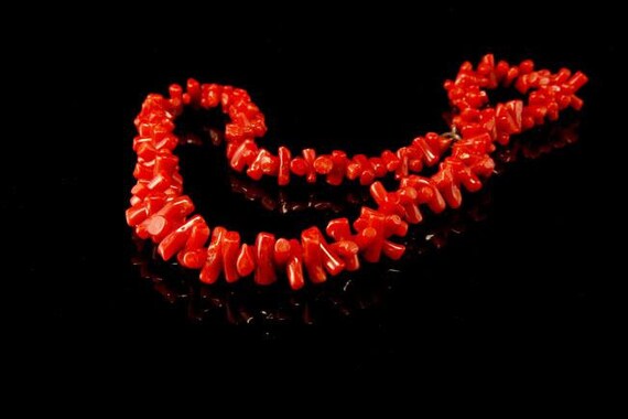 Vintage Chinese Red Coral Beads Necklace Etsy Ireland