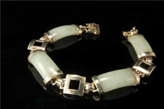 vintage chinese symbol light green jade 925 sterling … - Gem