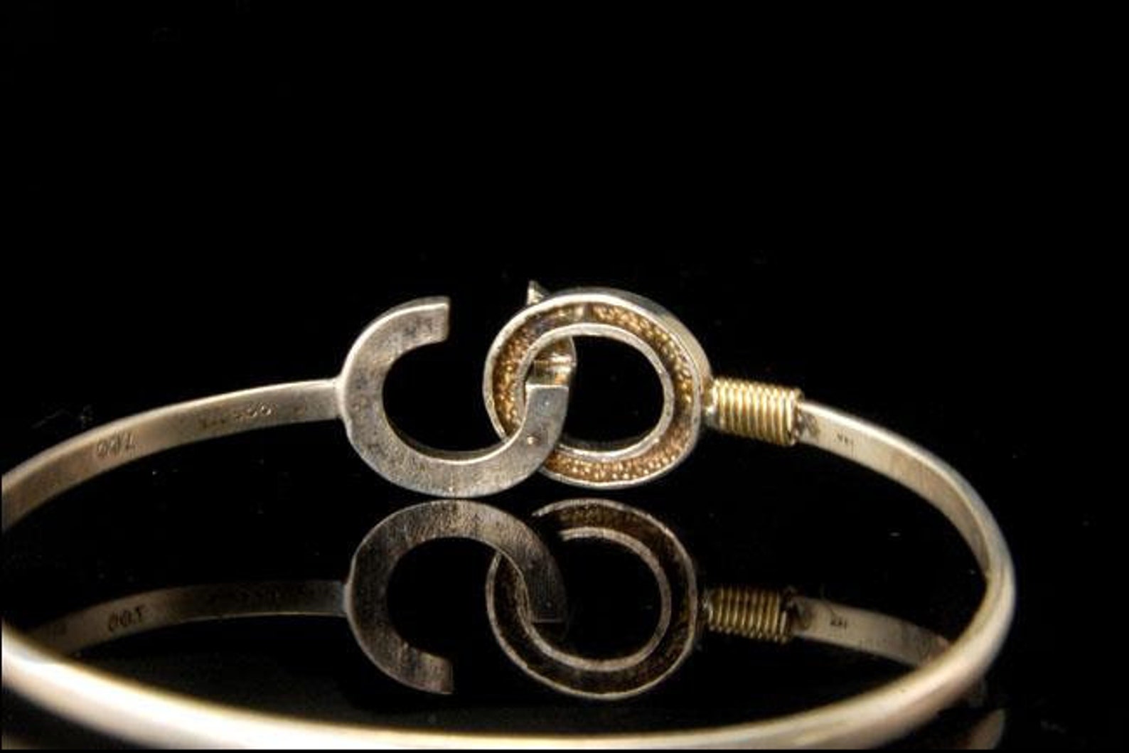 Vintage 925 Sterling 14k Gold Hook Bracelet | Etsy