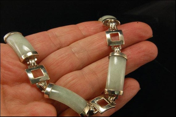 vintage chinese symbol light green jade 925 sterling … - Gem