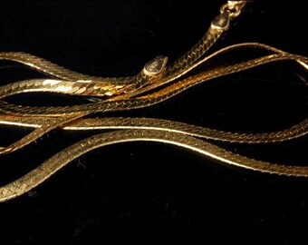 Vintage Italian Herringbonne Link 14k Yellow Gold Chain Necklace - Etsy