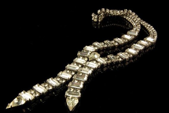 Vintage Art Deco Baquette Diamond Rhinestone Trifari Necklace - Etsy