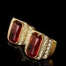 Vintage Nina Ricci Ruby Art Glass Diamond Rhinestone Gold Tone Earrings ...