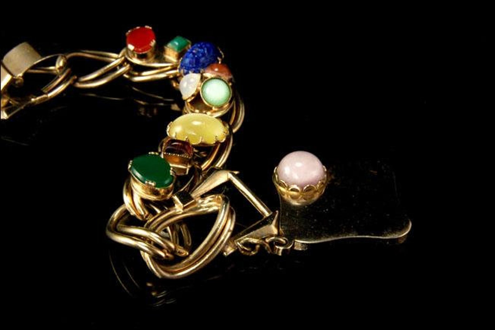 Vintage Kafin Ny Multistone Carnelian Amethyst Chrysoprase Metal ...