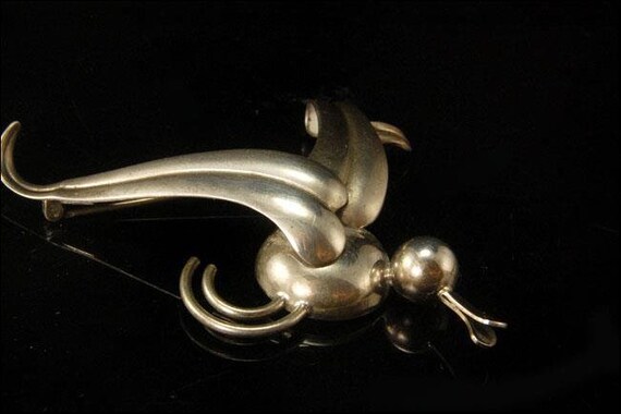 vintage modern forstner sterling bird brooch pin - Gem