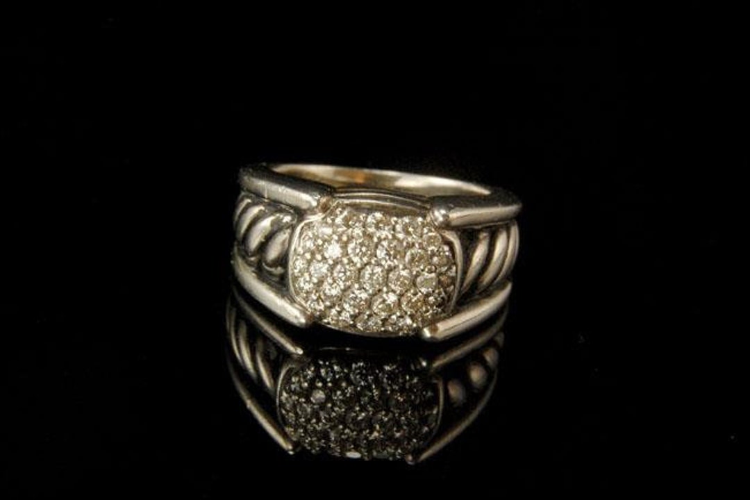 David Yurman 925 Sterling Diamonds Cable Pinky Signet Ring - Etsy