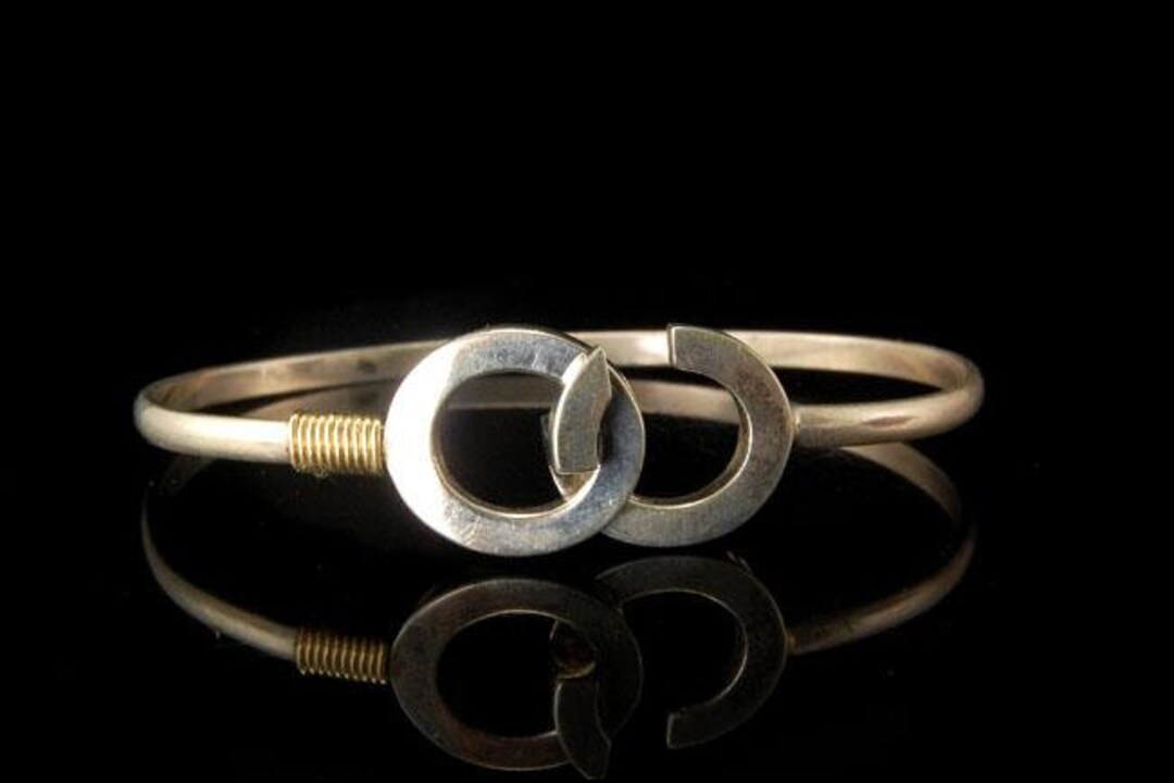 Vintage 925 Sterling 14k Gold Hook Bracelet - Etsy