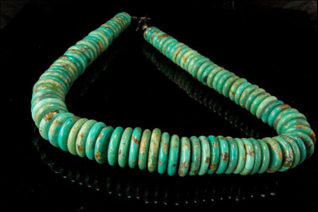 Vintage Navajo Native Roystone Heishi Beads Turquoise 925 Sterling ...