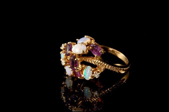 vintage sabrina light blue opal diamond amethyst 14k … - Gem