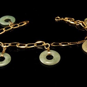 Vintage Chinese Green Disc Jadeite Italian 585 14k Gold Bracelet - Etsy