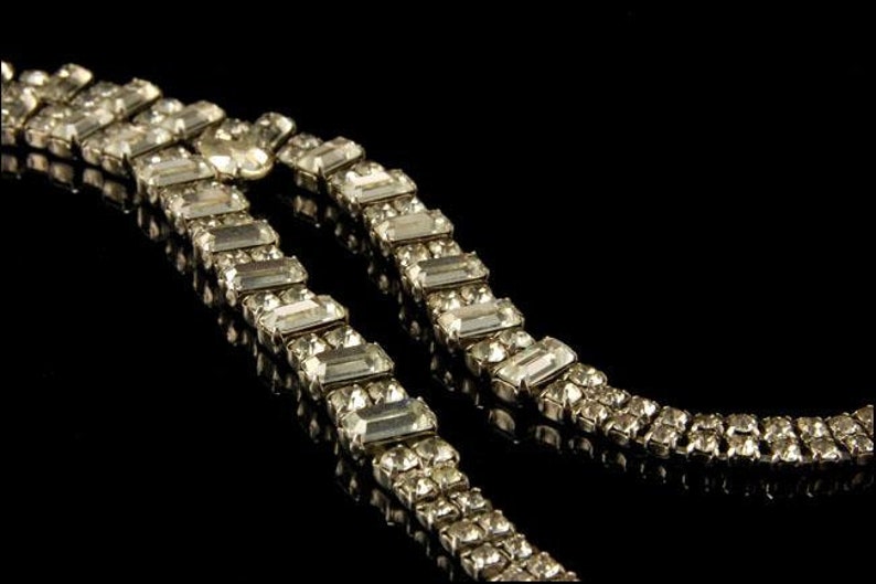 Vintage Art Deco Baquette Diamond Rhinestone Trifari Necklace - Etsy