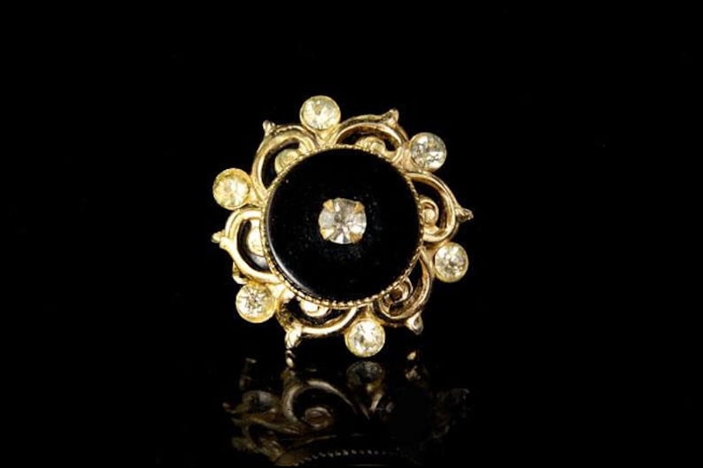 Old Victorian Diamond Paste Onyx Enamel Gold Filled Mourming - Etsy