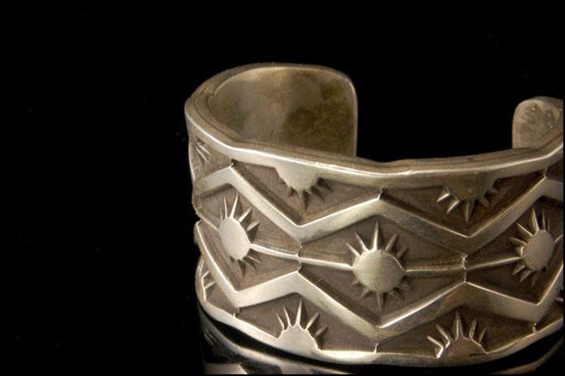 Vintage Navajo EMERSON BILL 141g Sterling Hand Deep Stamped Cuff ...