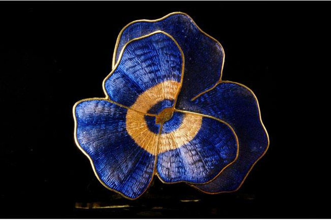 Vintage Pansy Flower Enamel Gold Tone Brooch Pin - Etsy