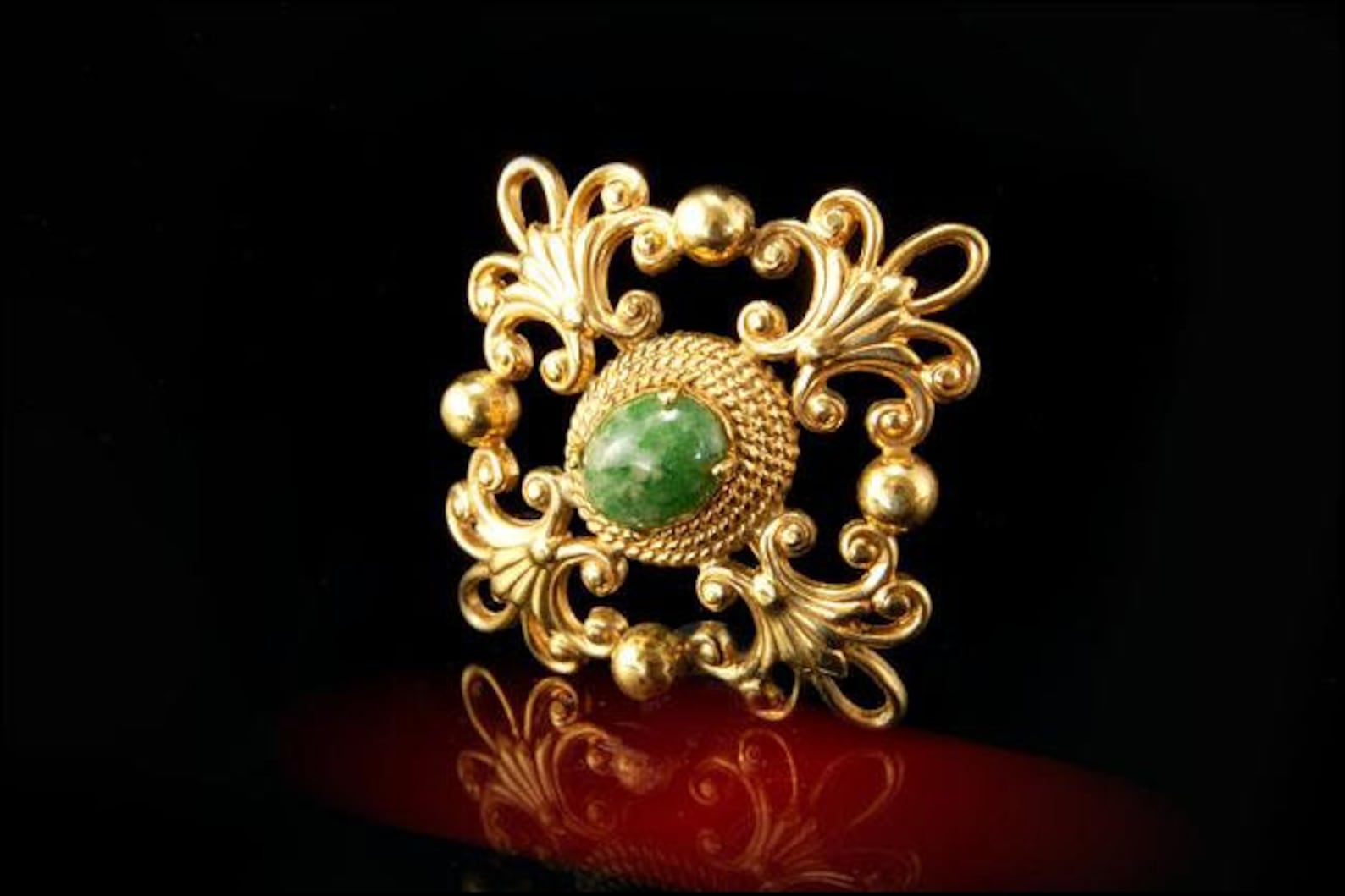 Vintage Green Jade Gold Filled Pin Brooch - Etsy