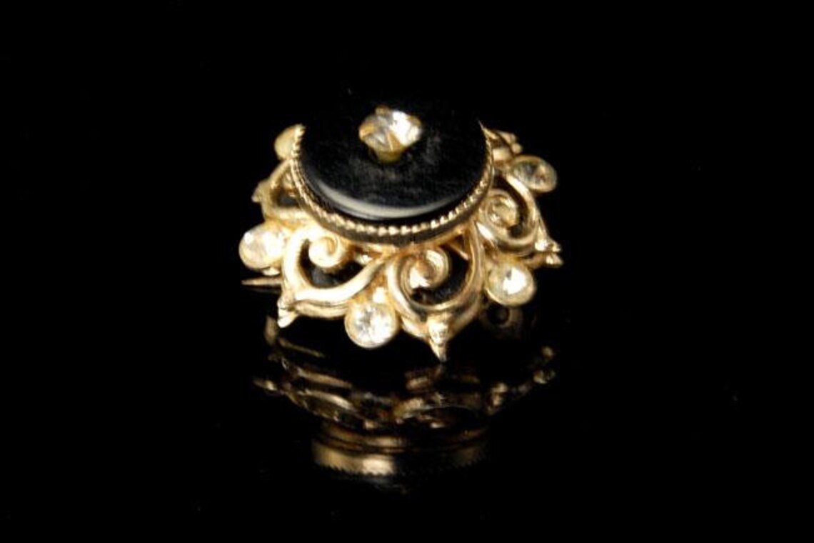 Old Victorian Diamond Paste Onyx Enamel Gold Filled Mourming - Etsy