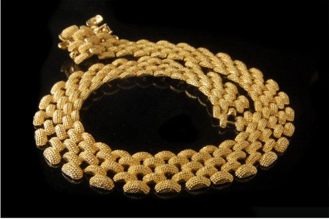 Vintage Fancy Gilt Popcorn Link Chain Necklace Collar - Etsy