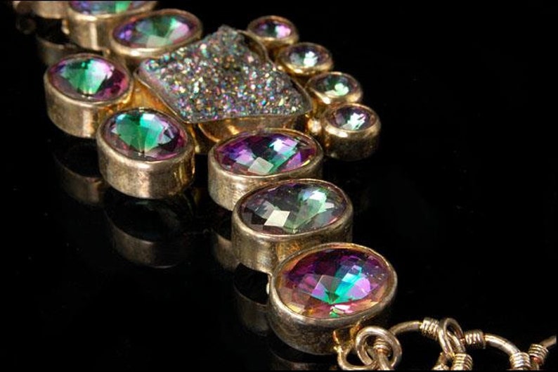 Vintage Modern watermelon rhinestone druzy rock quartz | Etsy