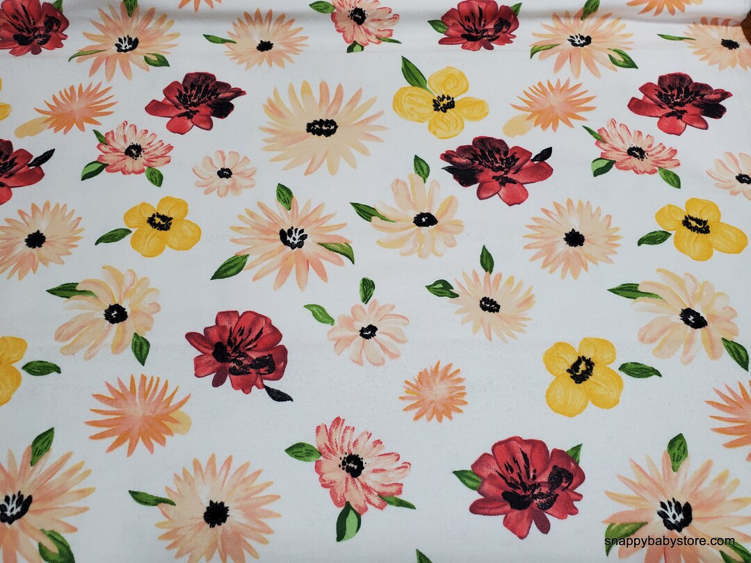 Flannel Fabric - Watercolor Floral Medium - by the Yard - 100% Cotton ...