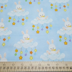 Flannel Fabric - Floppy Bunny Clouds - by the Yard - 100% Cotton ...