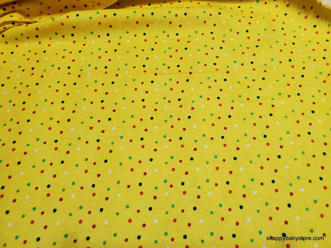 Flannel Fabric - Multi Dots on Yellow - by the Yard - 100% Cotton ...