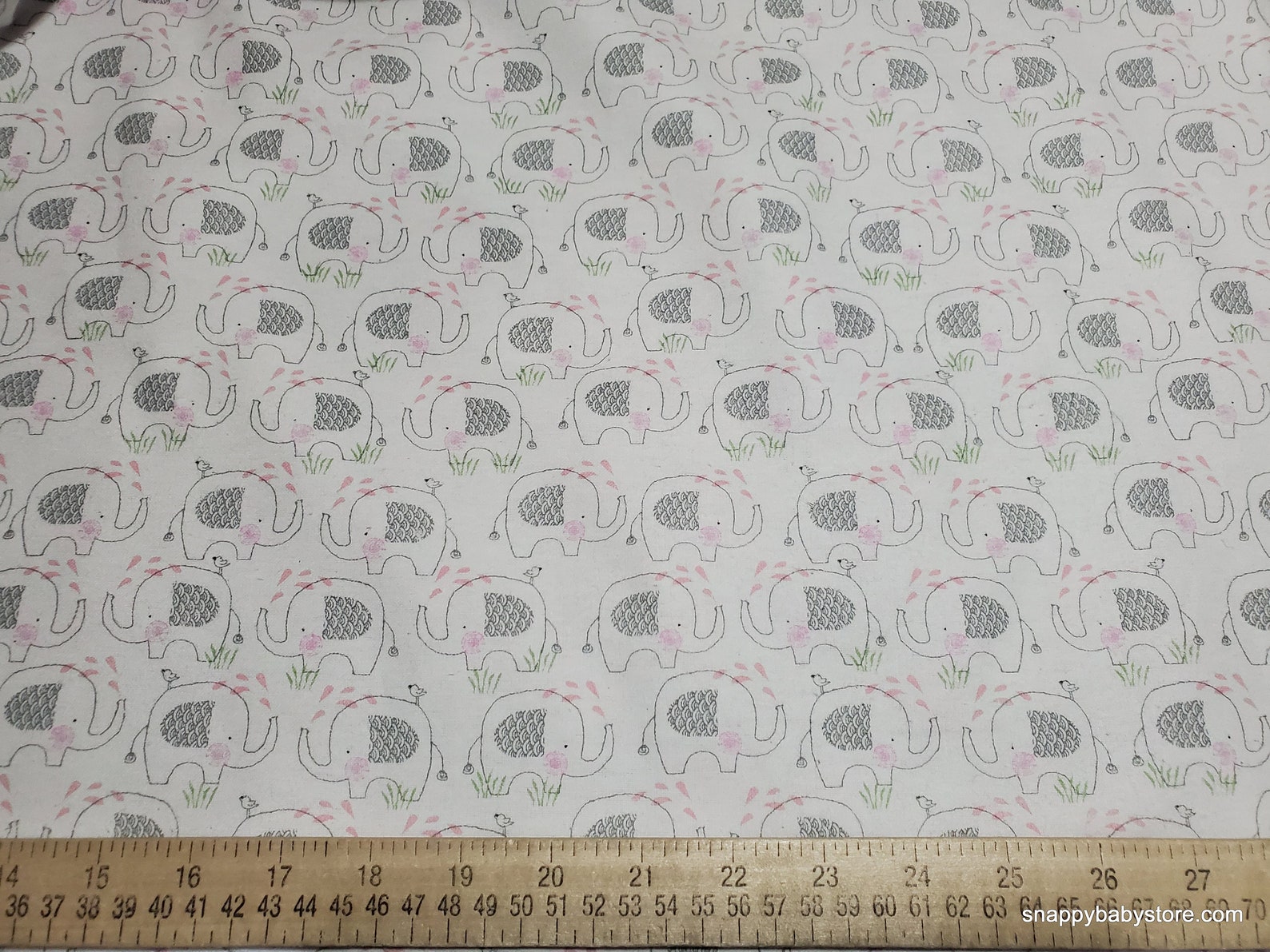 Flannel Fabric Sketched Elephants Pink on White by the - Etsy