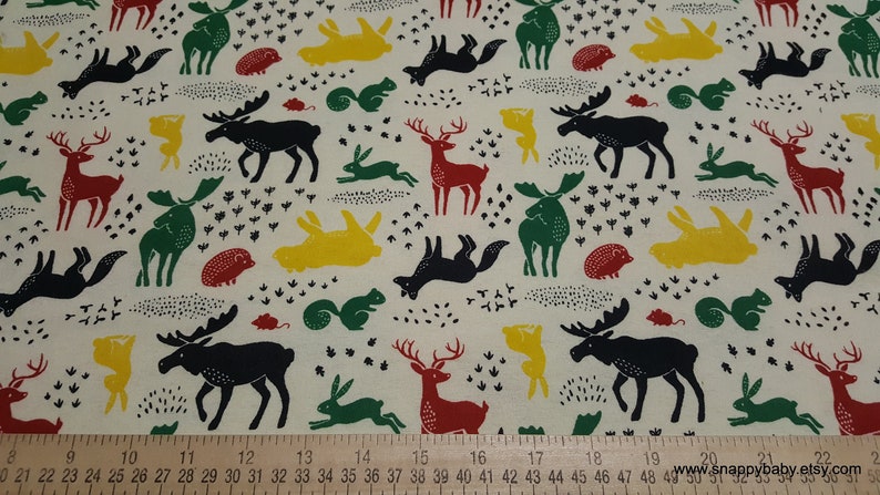Flannel Fabric - Forest Animals Cream - by the Yard - 100% Cotton ...