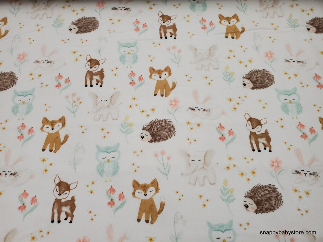 Premium Flannel Fabric - Its a Girl Baby Animals White - by the Yard ...