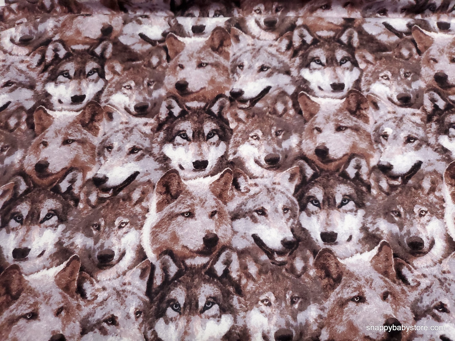 Flannel Fabric - Wolf Heads Packed - by the Yard - 100% Cotton Flannel ...