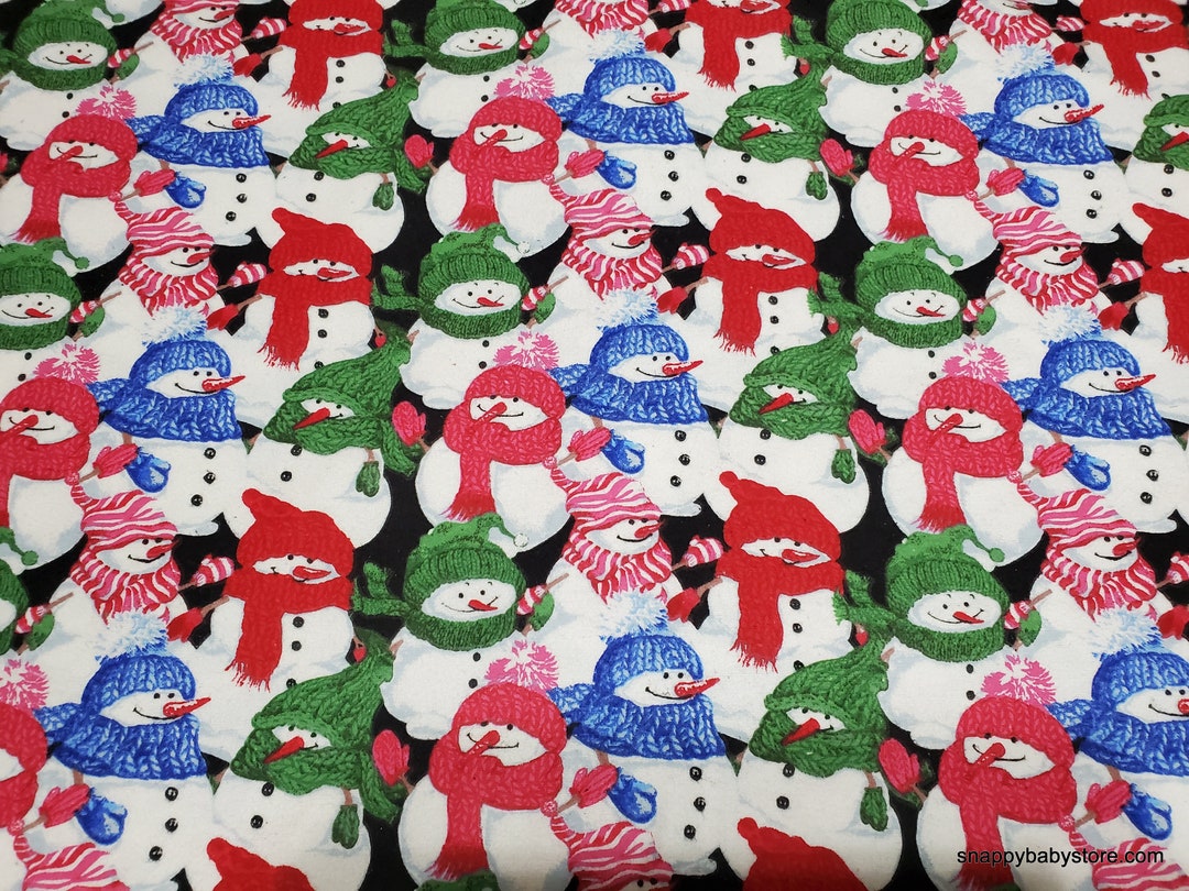 Christmas Flannel Fabric - Packed Snowmen - by the Yard - 100% Cotton ...