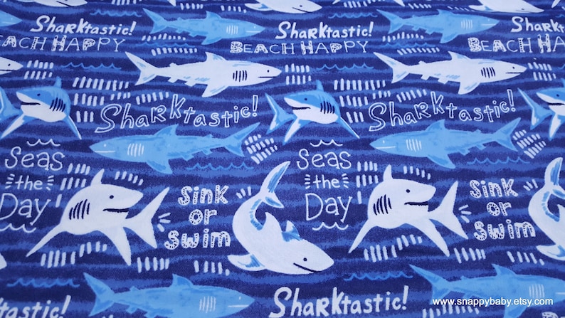 Flannel Fabric - Sharktastic - by the Yard - 100% Cotton Flannel - Etsy