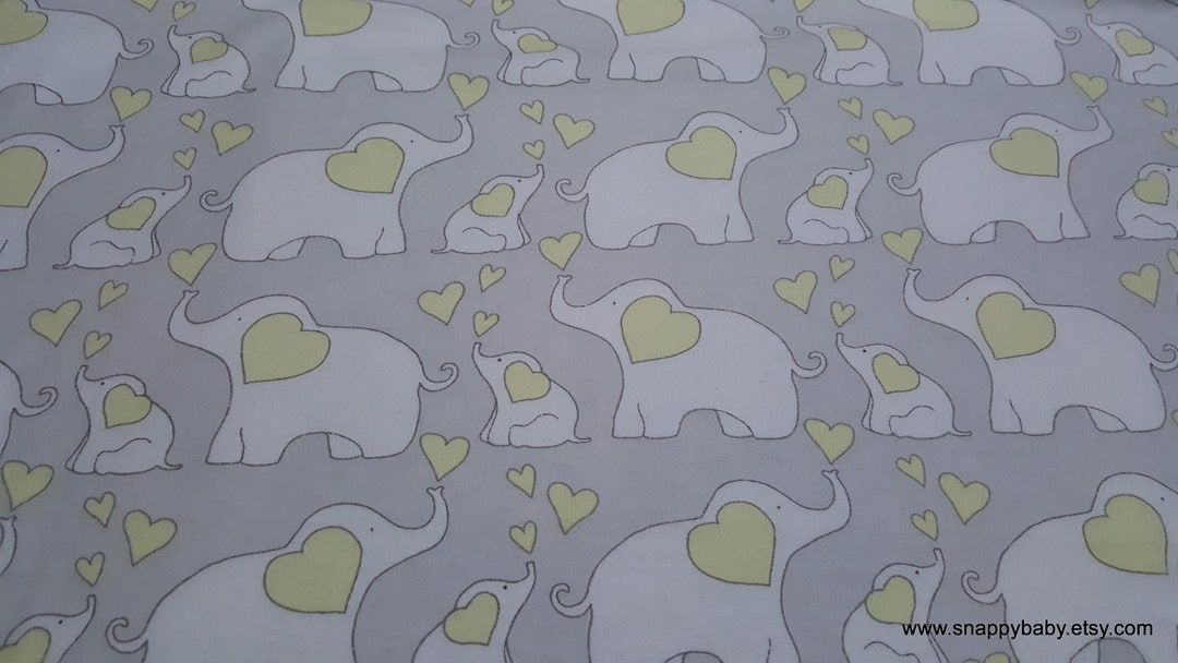 Flannel Fabric - Elephants Yellow - by the Yard - 100% Cotton Flannel ...