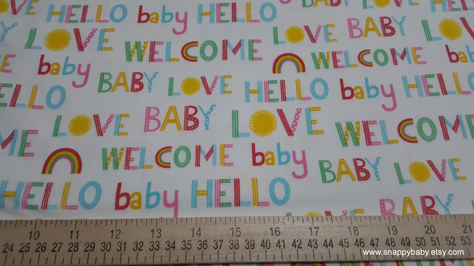 Flannel Fabric Welcome Baby Words Multi by the Yard 100% - Etsy