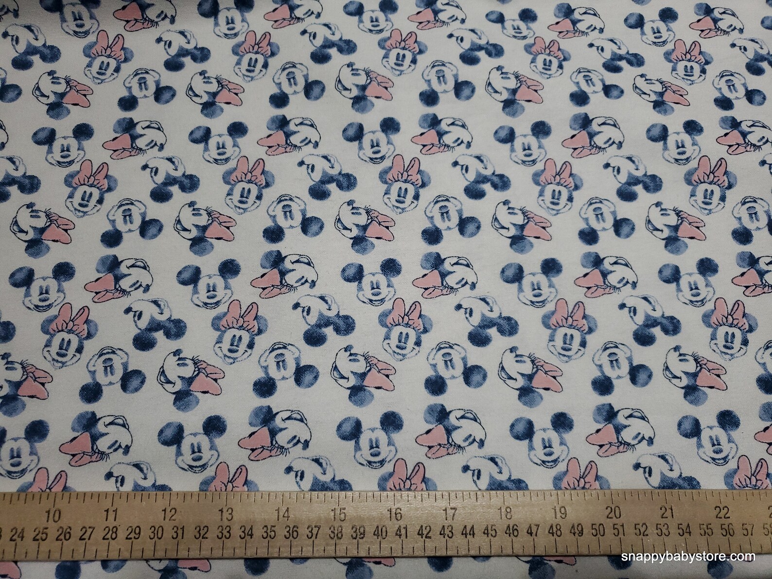 Character Flannel Fabric - Disney Mickey and Minnie Baby Head Toss - by ...