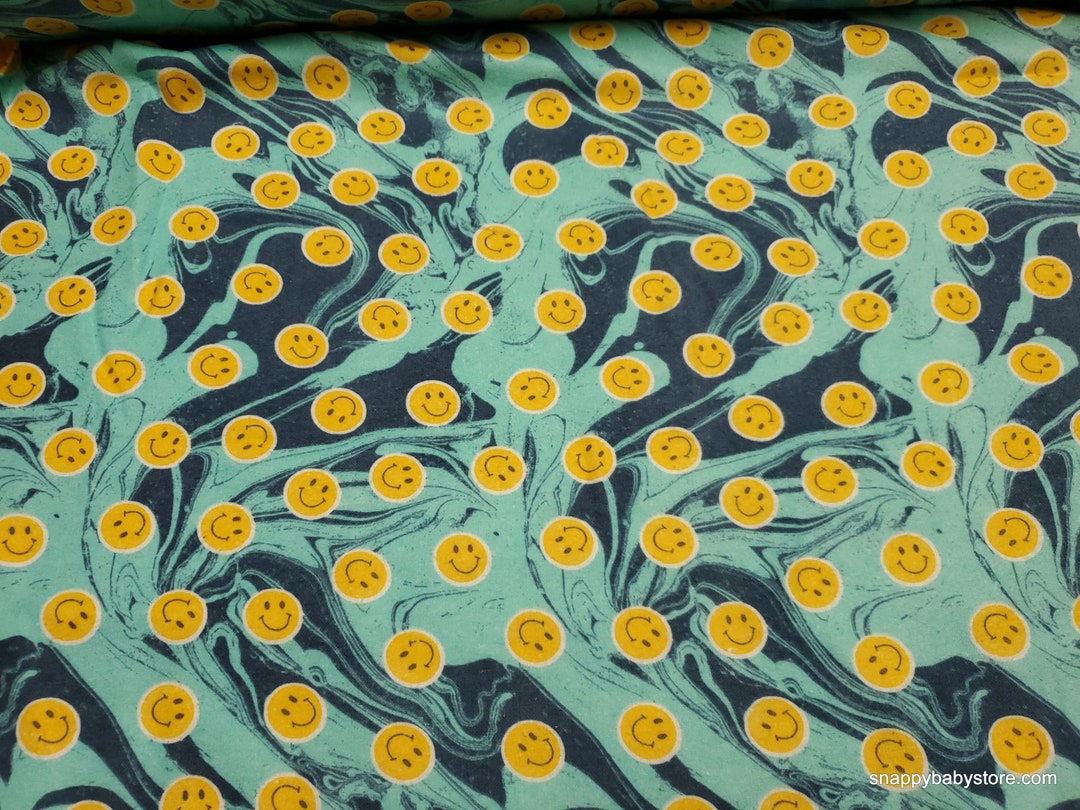 Flannel Fabric - Smiley Faces on Tie Dye - by the Yard - 100% Cotton ...