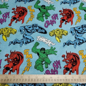 Character Flannel Fabric - Marvel Retro Power - by the Yard - 100% ...