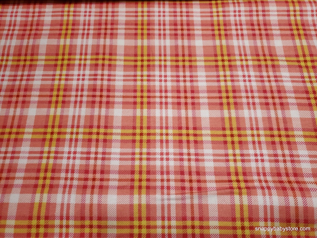 Flannel Fabric - Coral Multi Plaid - by the Yard - 100% Cotton Flannel ...