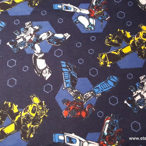 Character Flannel Fabric Transformers Retro by the Yard - Etsy