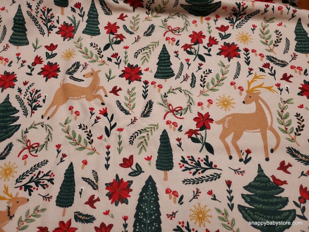Christmas Flannel Fabric New Traditions Allover by the Yard 100% Cotton ...