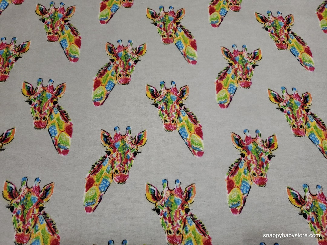 Flannel Fabric - Tie Dye Giraffe Faces - by the Yard - 100% Cotton ...