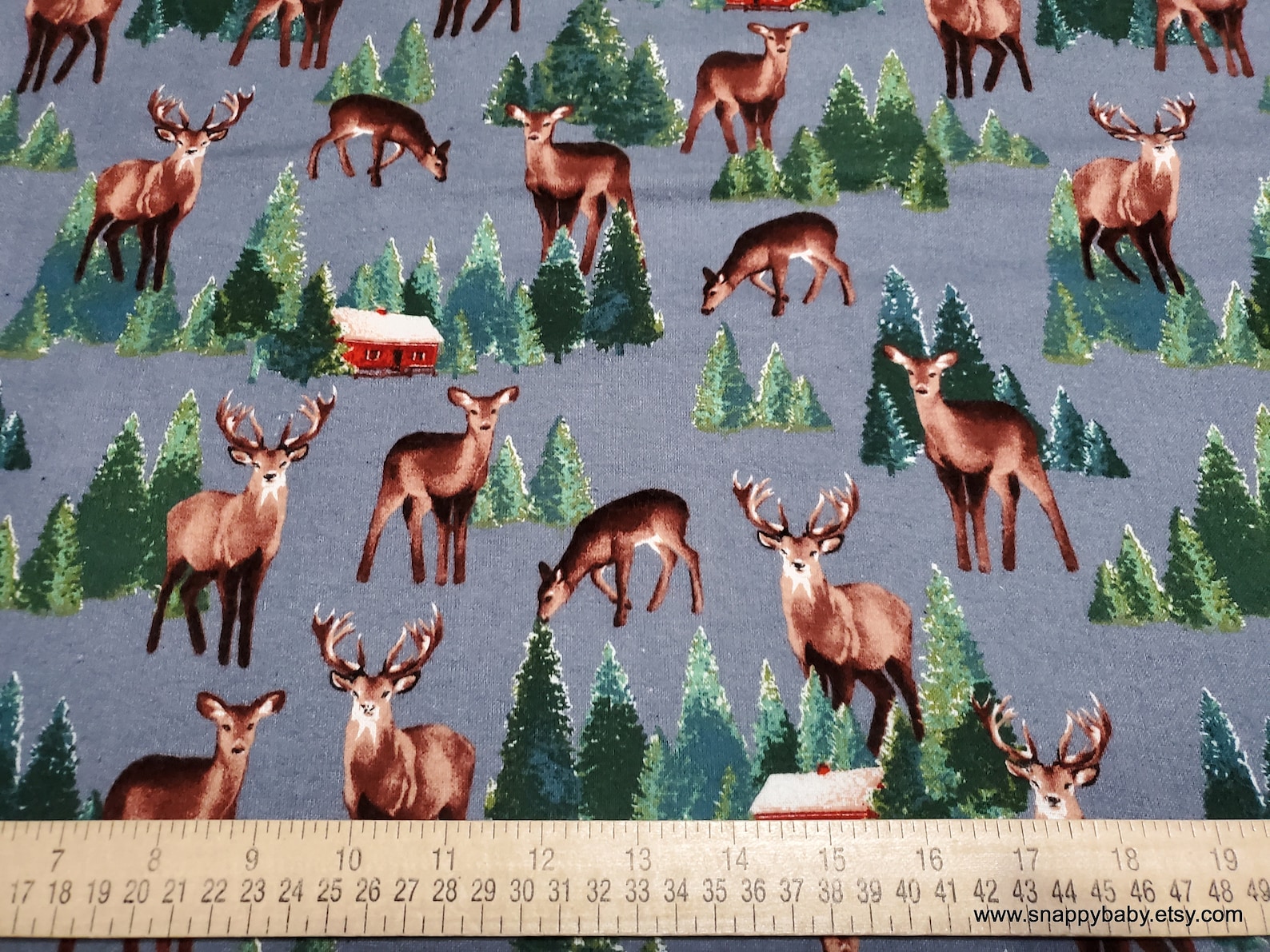 Flannel Fabric Realistic Deer and Trees by the Yard 100% - Etsy