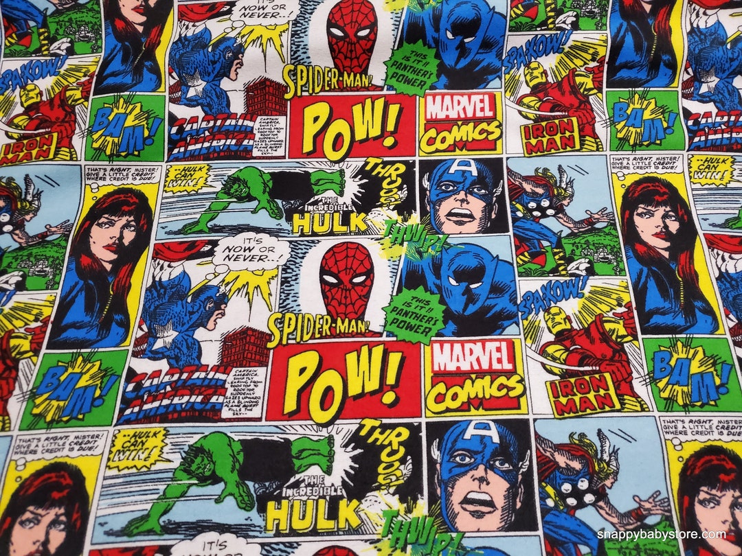 Character Flannel Fabric - Marvel Action All Around - by the Yard - 100 ...