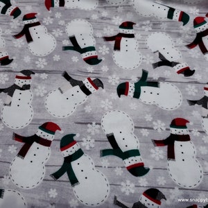 Christmas Flannel Fabric - Snowman and Scarves - by the Yard - 100% ...